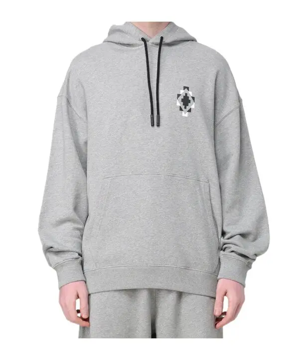 MARCELO BURLON COUNTY OF MILAN Logo Printed Drawstring Hoodie - Grey