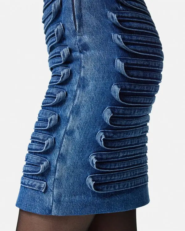 Versace High-waist Panel-detailed Denim Mini Skirt