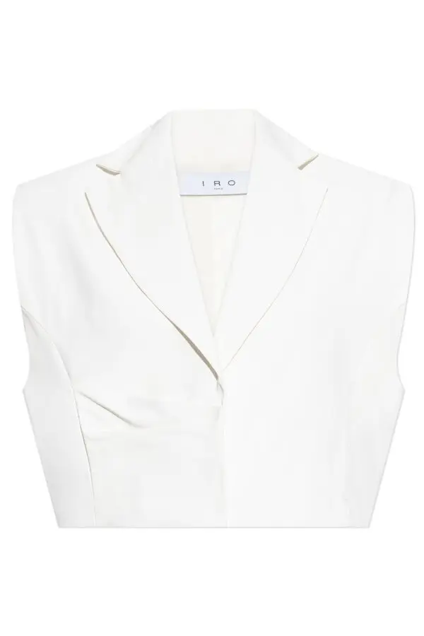 IRO PARIS Sleeveless Lapel Collar Top - White