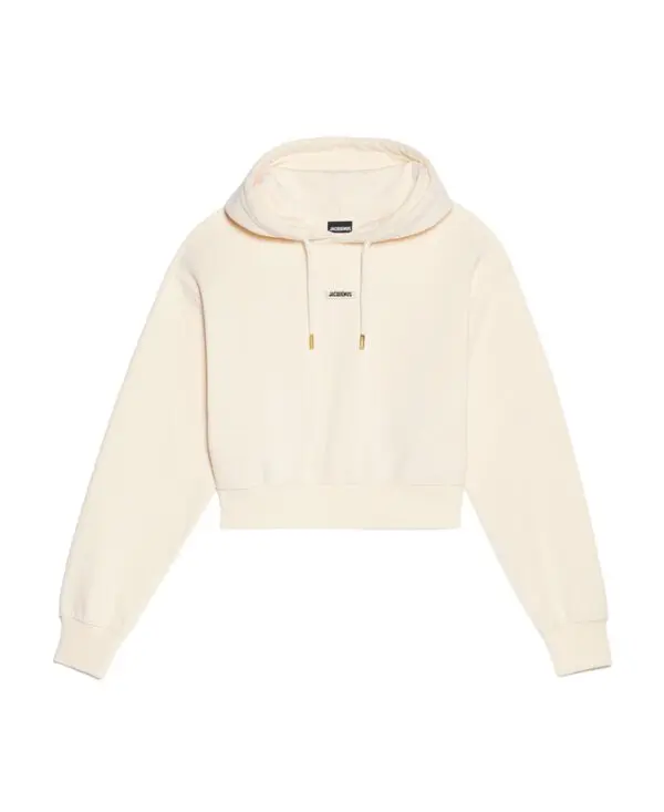 Jacquemus Logo Patch Drawstring Hoodie - Light Beige