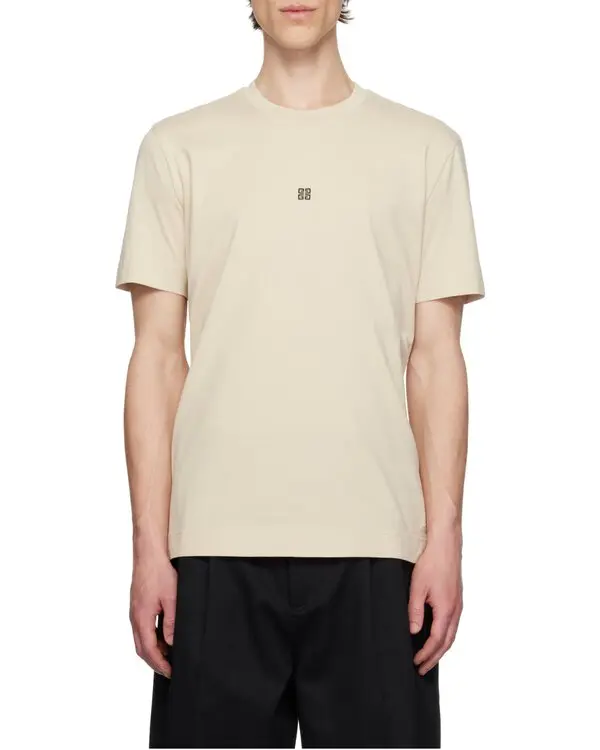 Givenchy 4g Embroidered Crewneck T-shirt - Light Beige