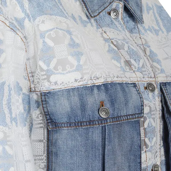 Ermanno Scervino Denim Jacket With Lace Paneling
