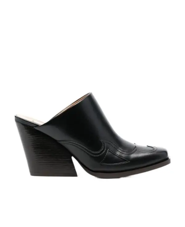 Stella McCartney Square-toe Slip-on Mules With Logo Heel Detail