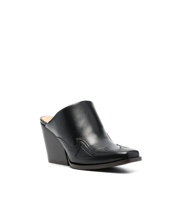 Stella McCartney Square-toe Slip-on Mules With Logo Heel Detail