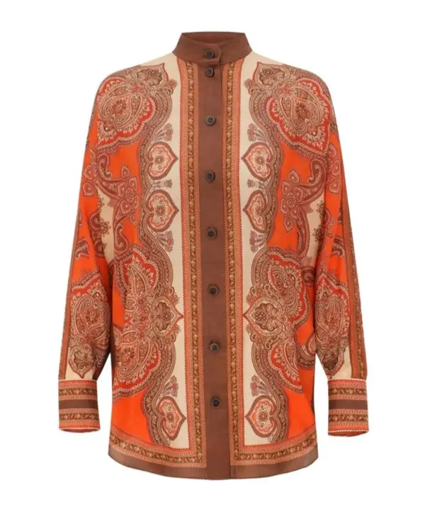 Zimmermann Mahon Paisley Silk Shirt - Brown