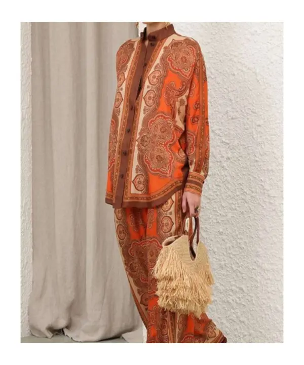 Zimmermann Mahon Paisley Silk Shirt - Brown