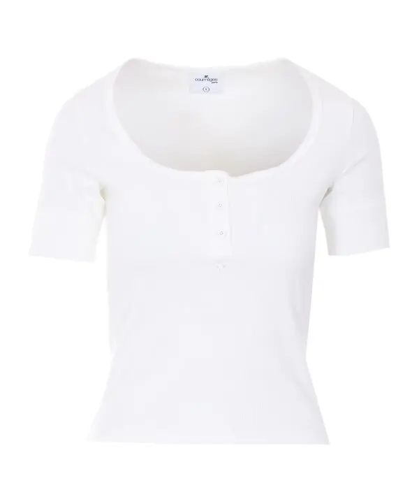 COURREGES Logo Embroidered Top - White