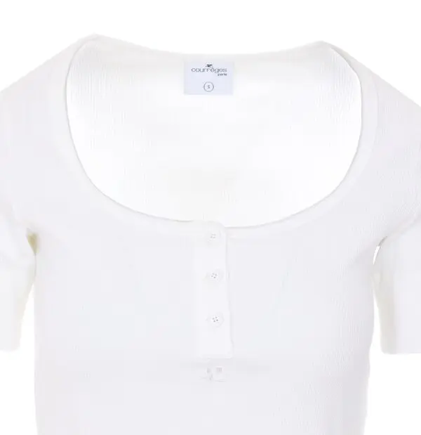 COURREGES Logo Embroidered Top