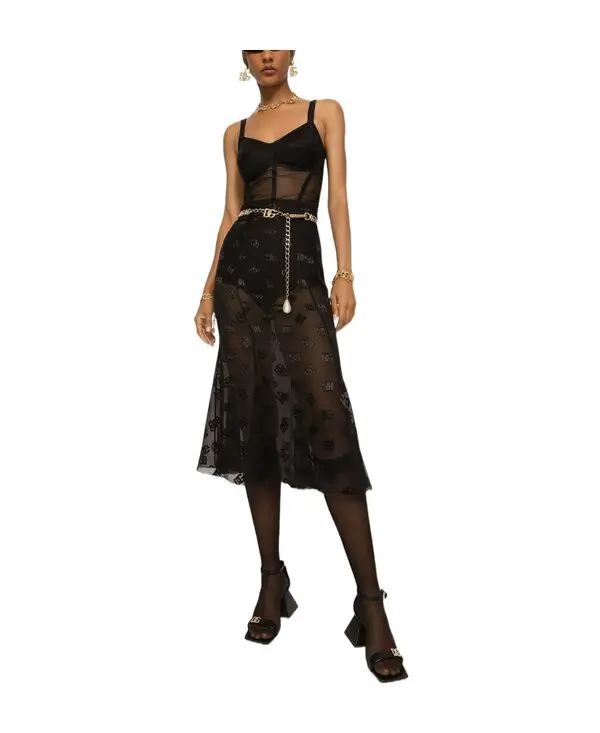 Dolce & Gabbana Logo-embroidered Midi Skirt