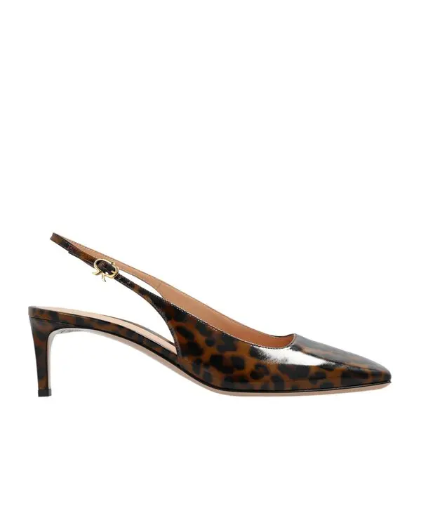 GIANVITO ROSSI Christina Sling 55mm Leopard Print Pumps - Black