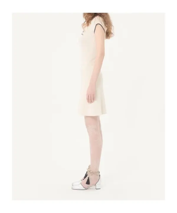 Valentino Garavani Knitted Dress With Bow Neckline And Embroidered Chest