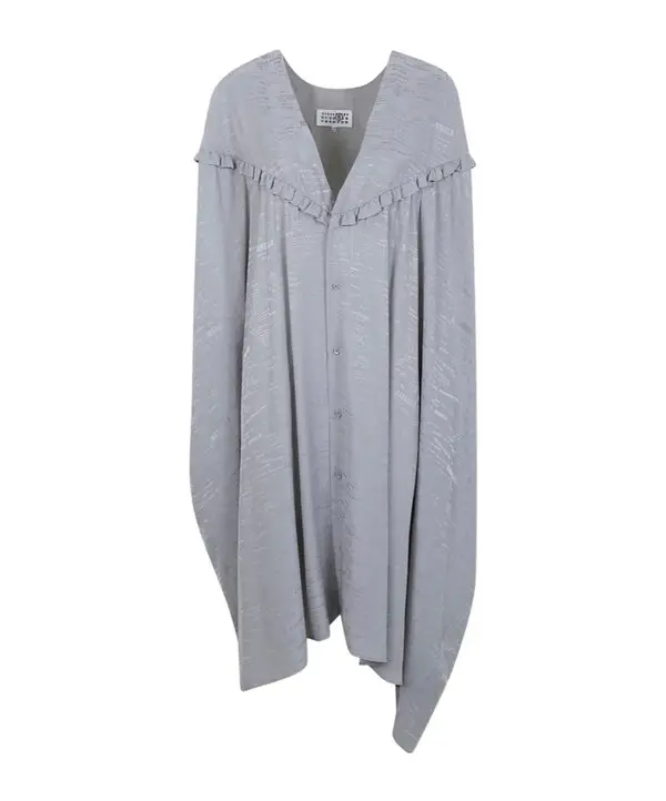 MAISON MARGIELA V-neck Midi Dress With Long Sleeves And Button Closure