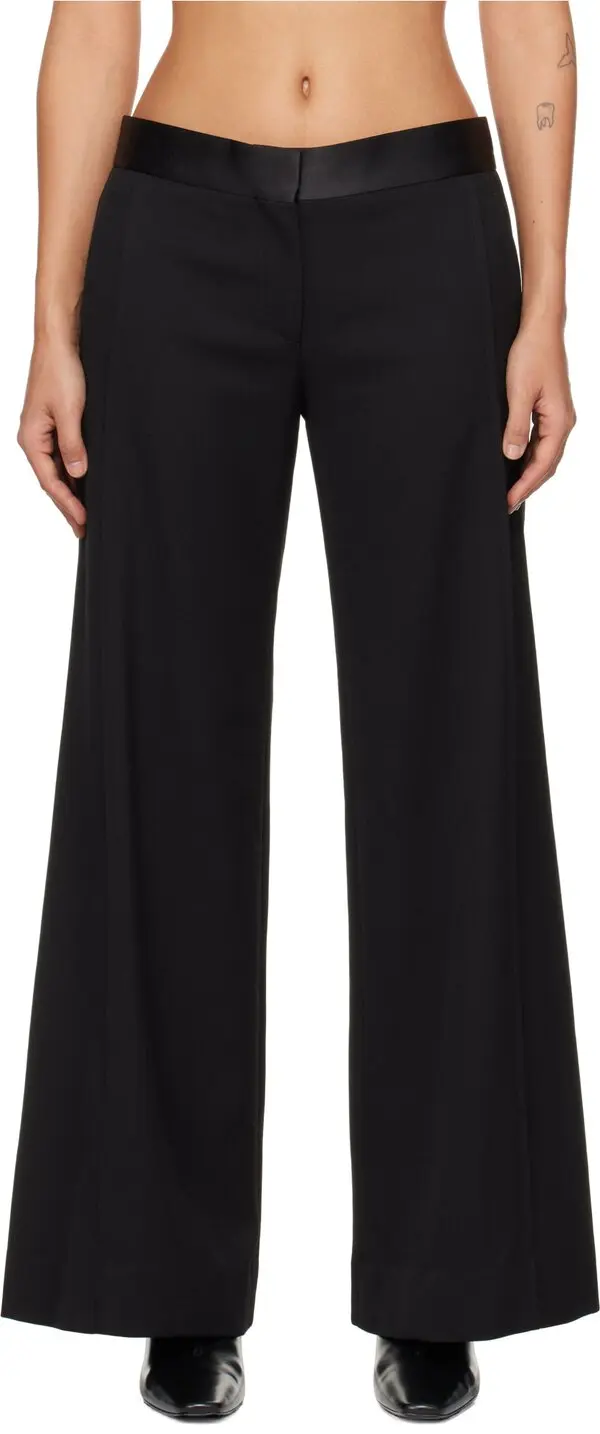 Victoria Beckham Wide-leg Satin-trim Trousers