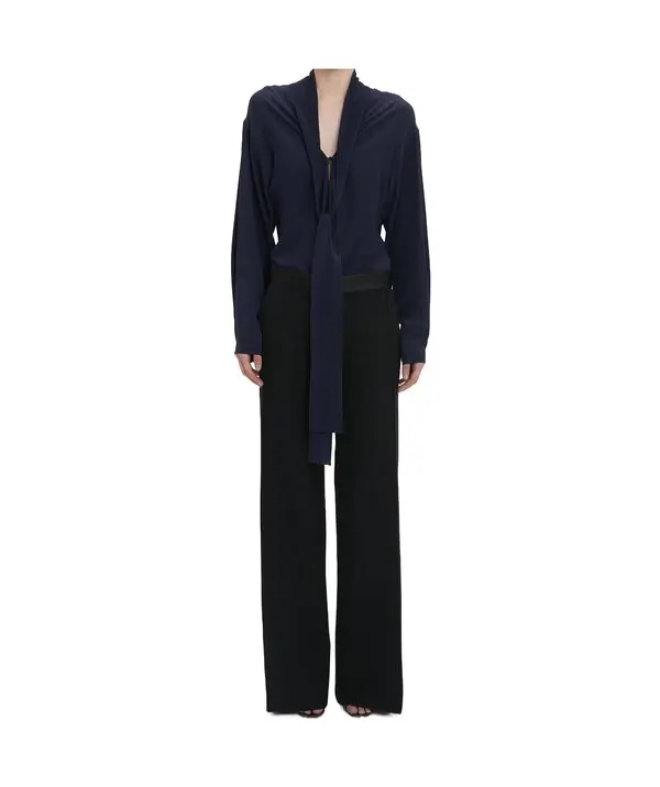 Victoria Beckham Wide-leg Satin-trim Trousers