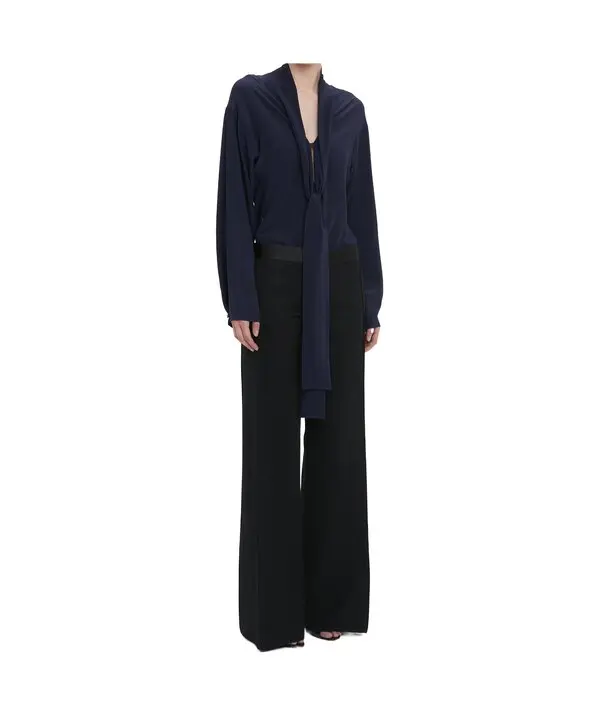 Victoria Beckham Wide-leg Satin-trim Trousers
