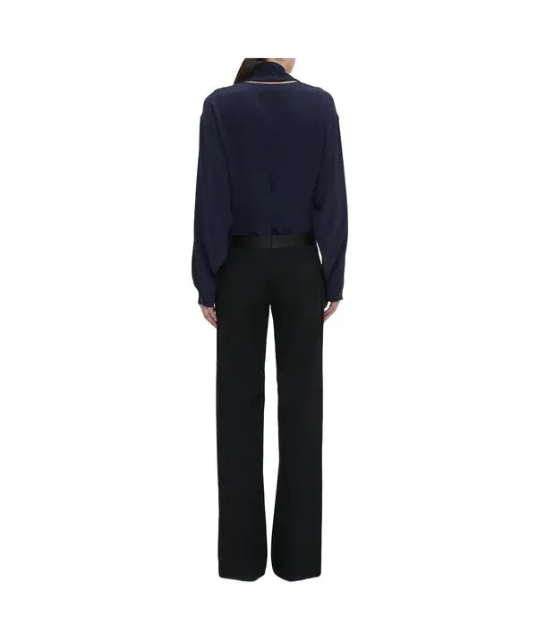 Victoria Beckham Wide-leg Satin-trim Trousers