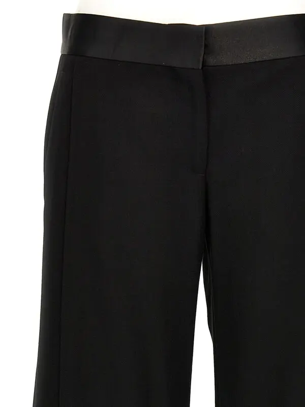 Victoria Beckham Wide-leg Satin-trim Trousers