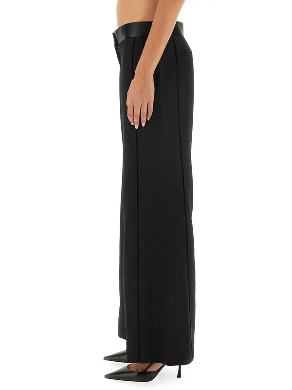 Victoria Beckham Wide-leg Satin-trim Trousers