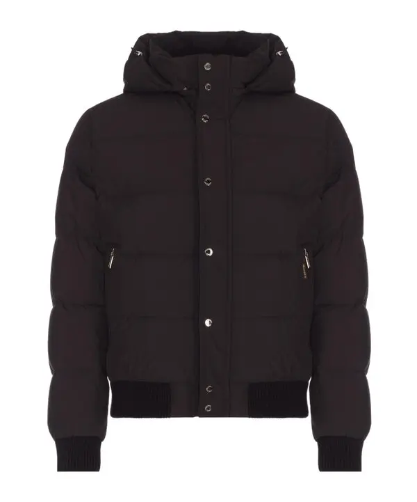 MOORER Hooded Quilted Bomber Jacket - Black