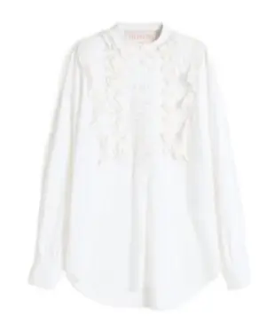 Valentino Garavani Embroidered Ruffle Blouse