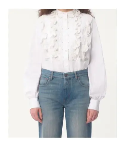 Valentino Garavani Embroidered Ruffle Blouse
