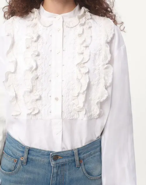 Valentino Garavani Embroidered Ruffle Blouse