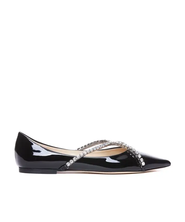 JIMMY CHOO Genevi Crystal-embellished Ballerina Flats - Black