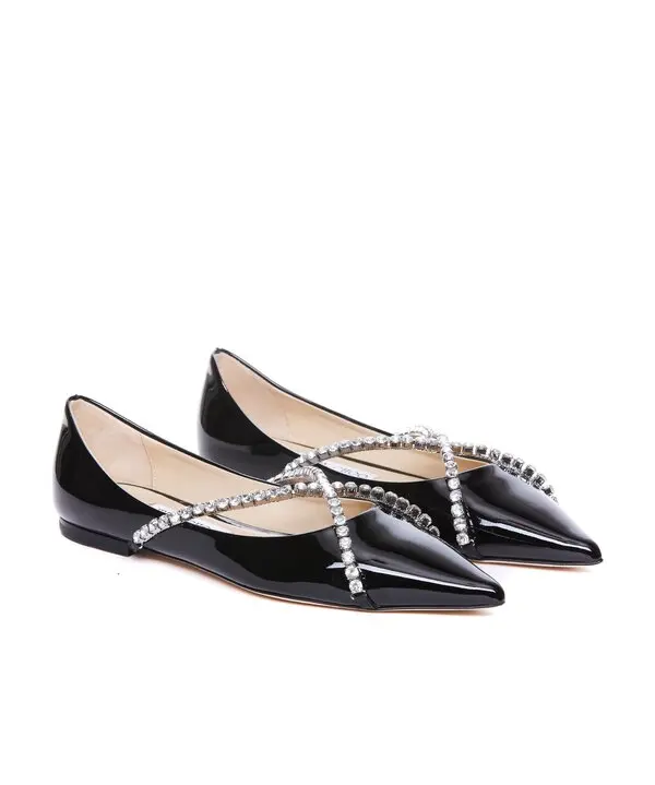 JIMMY CHOO Genevi Crystal-embellished Ballerina Flats - Black