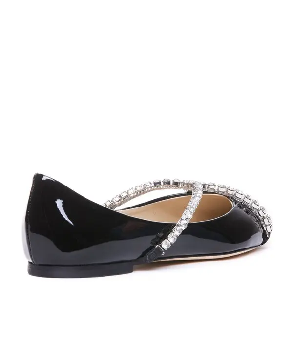 JIMMY CHOO Genevi Crystal-embellished Ballerina Flats - Black