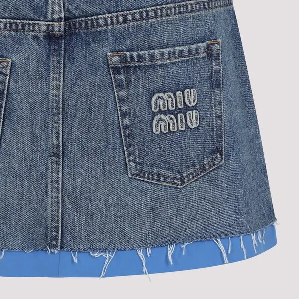 Miu Miu Denim And Poplin Skater Skirt