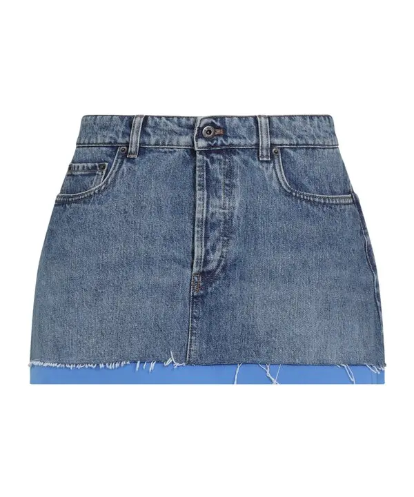 Miu Miu Denim And Poplin Skater Skirt - Blue