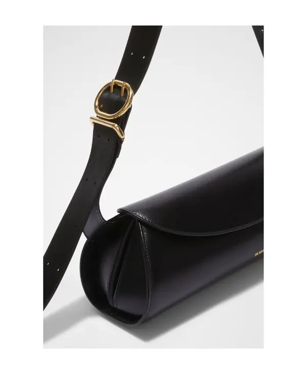 JIL SANDER Small Cannolo Shoulder Bag - Black