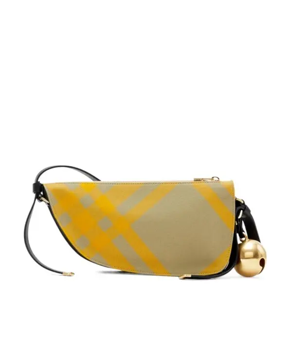 Burberry Sling Shield Check-pattern Zipped Shoulder Bag - Hunter Beige