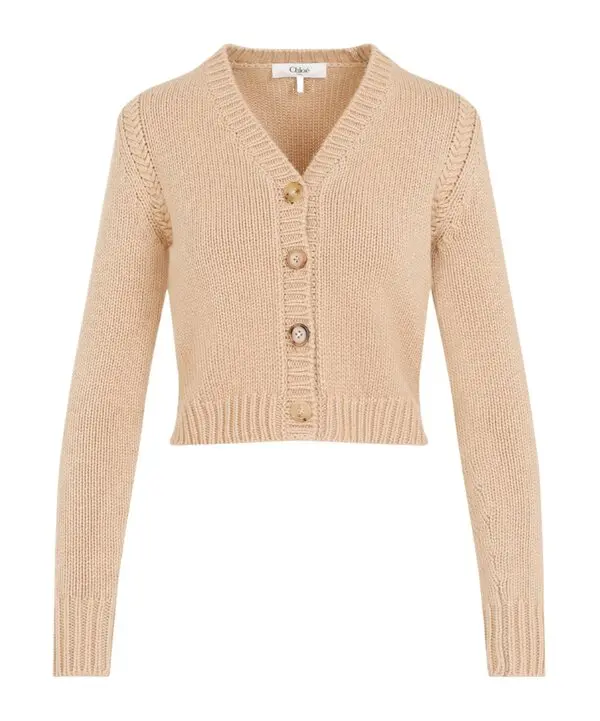 Chloé Buttoned V-neck Cardigan - Nude