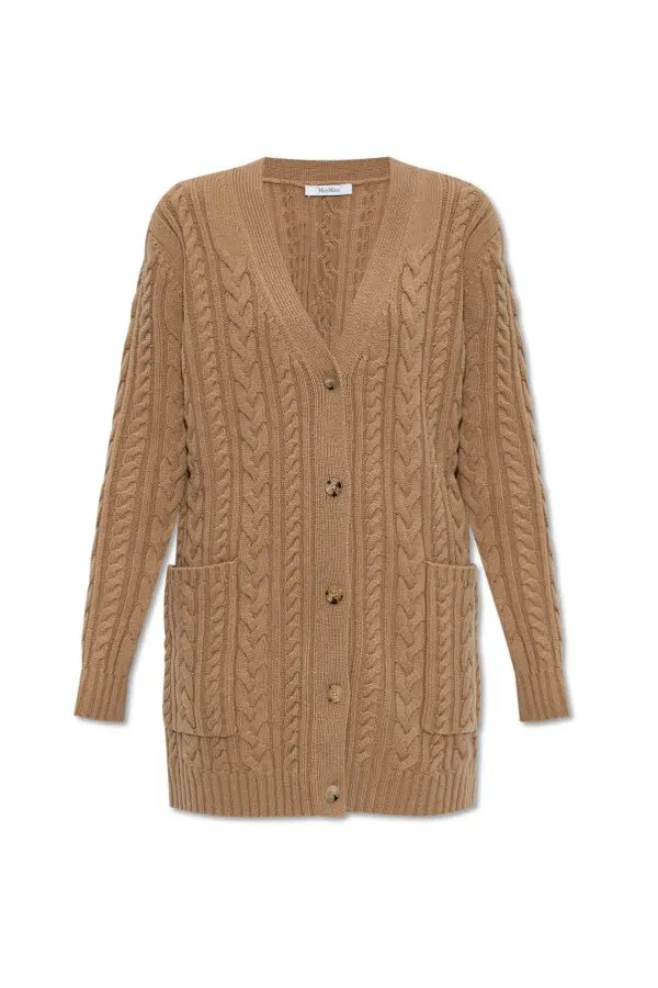 Max Mara V-neck Cable Knit Cardigan