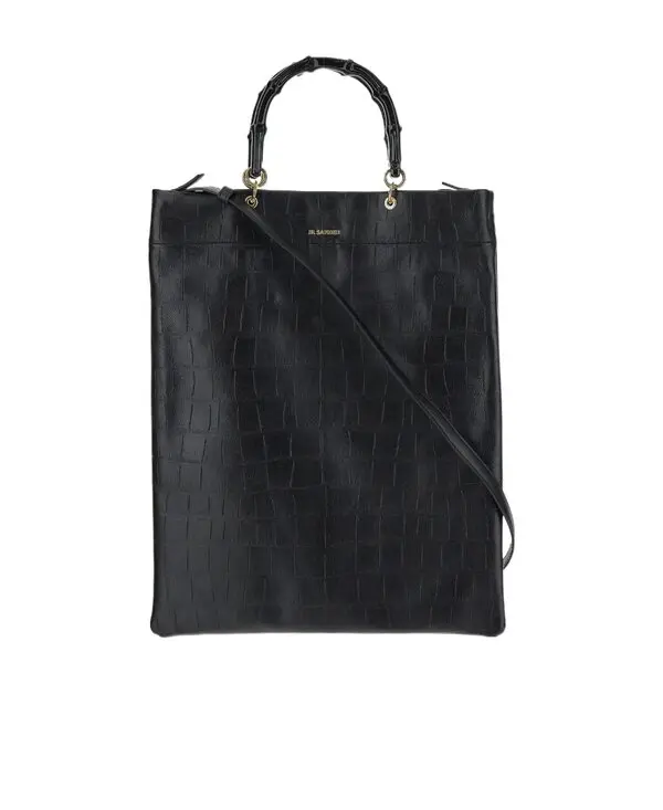 JIL SANDER Embossed Top Handle Bag - Black