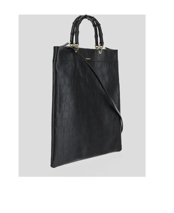 JIL SANDER Embossed Top Handle Bag - Black