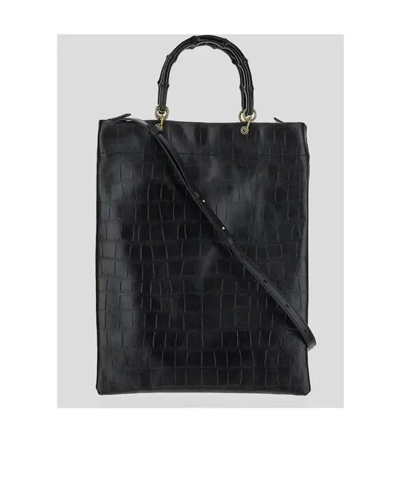 JIL SANDER Embossed Top Handle Bag - Black
