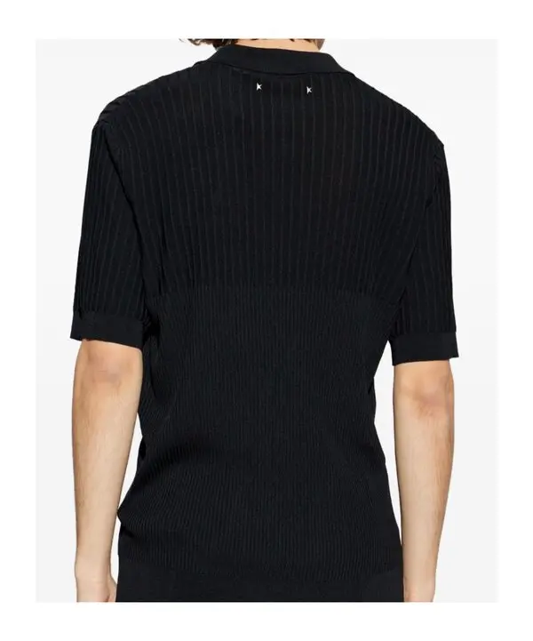 GOLDEN GOOSE Striped Ribbed Polo Shirt