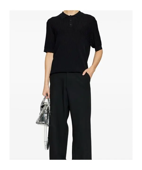 GOLDEN GOOSE Striped Ribbed Polo Shirt