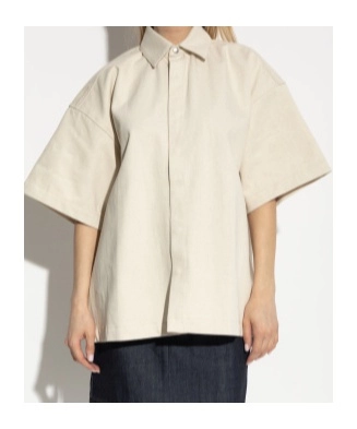 JIL SANDER Short Sleeve Poplin Shirt With Logo Patch