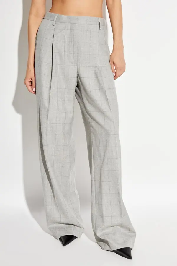 Dries Van Noten Plaid Pleated Trousers - Grey