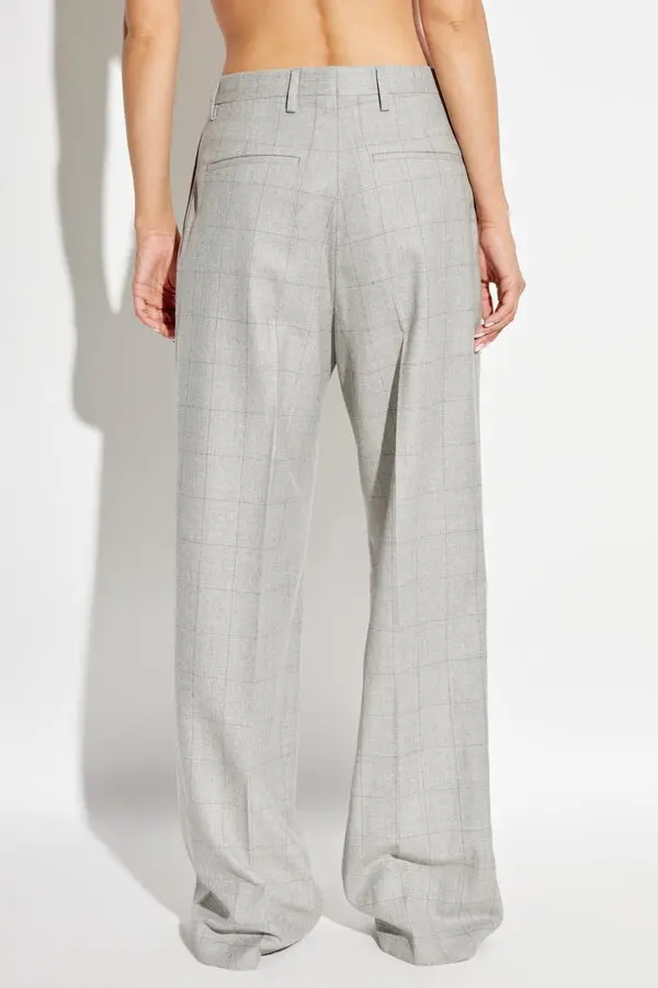 Dries Van Noten Plaid Pleated Trousers - Grey