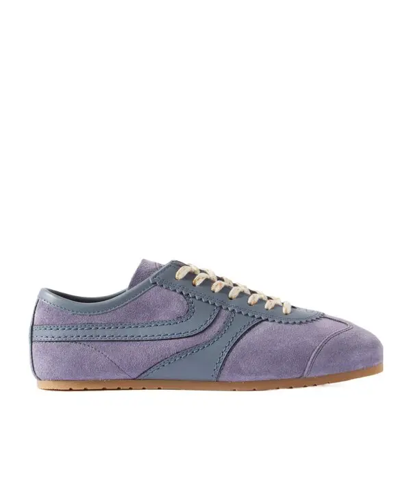 Dries Van Noten Suede Sneakers With Leather Trim - Blue