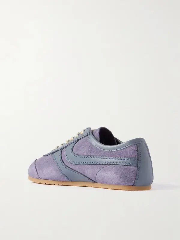 Dries Van Noten Suede Sneakers With Leather Trim - Blue