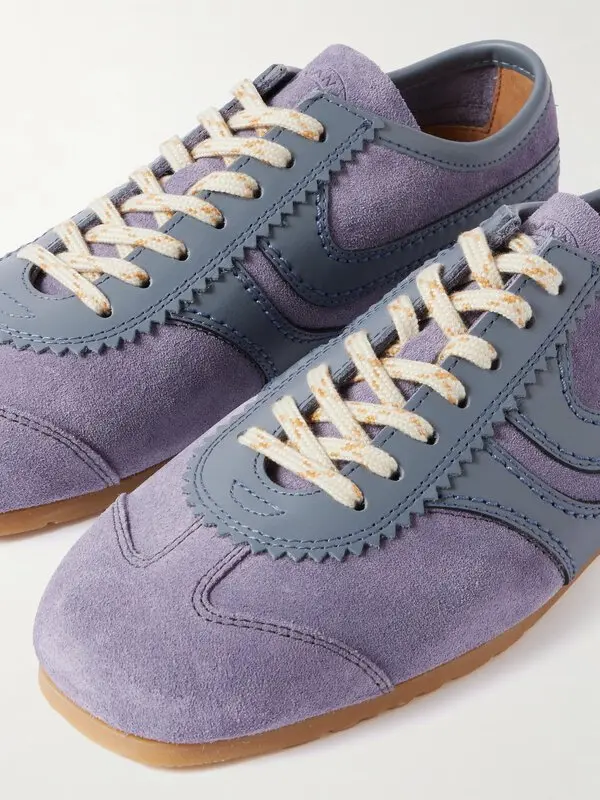 Dries Van Noten Suede Sneakers With Leather Trim - Blue