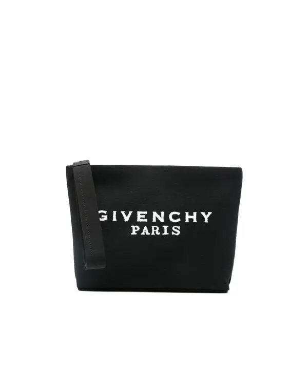 Givenchy Paris Signature Logo Zipped Pouch - Black