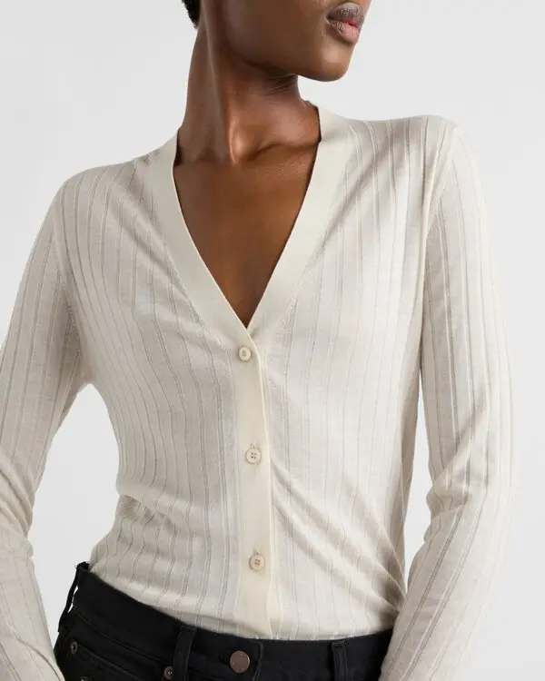Prada Cashmere And Silk Long Sleeve Cardigan