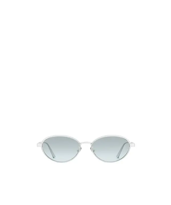 Dior Oval Sunglasses With Silver-tone Metal Frame And Engraved Cannage Pattern - White