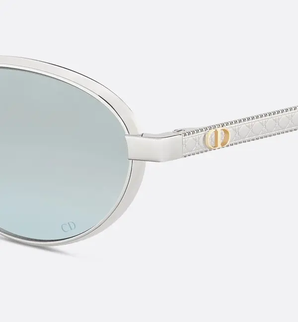 Dior Oval Sunglasses With Silver-tone Metal Frame And Engraved Cannage Pattern